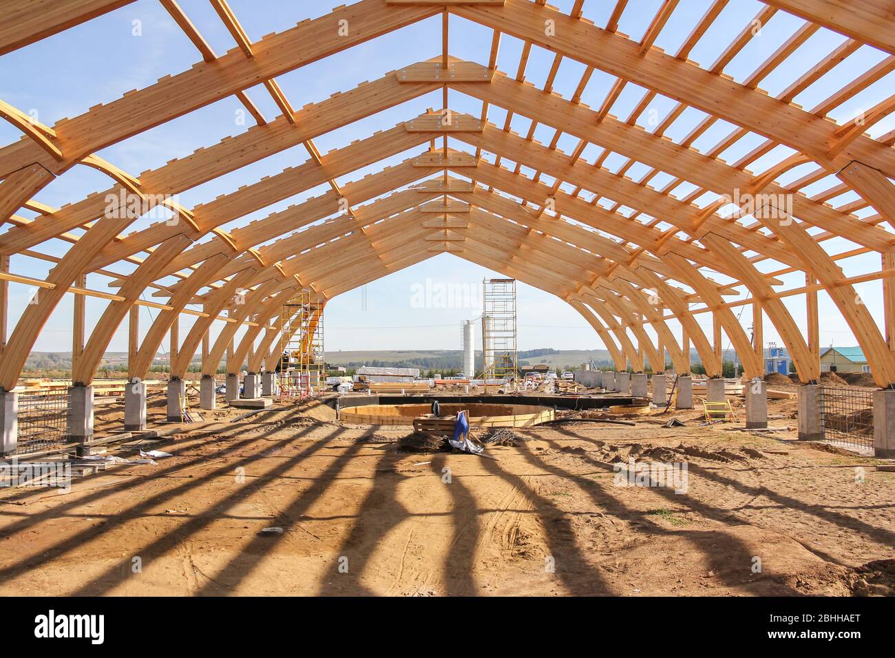 The frame of the building is made of laminated veneer lumber. Pressed ...