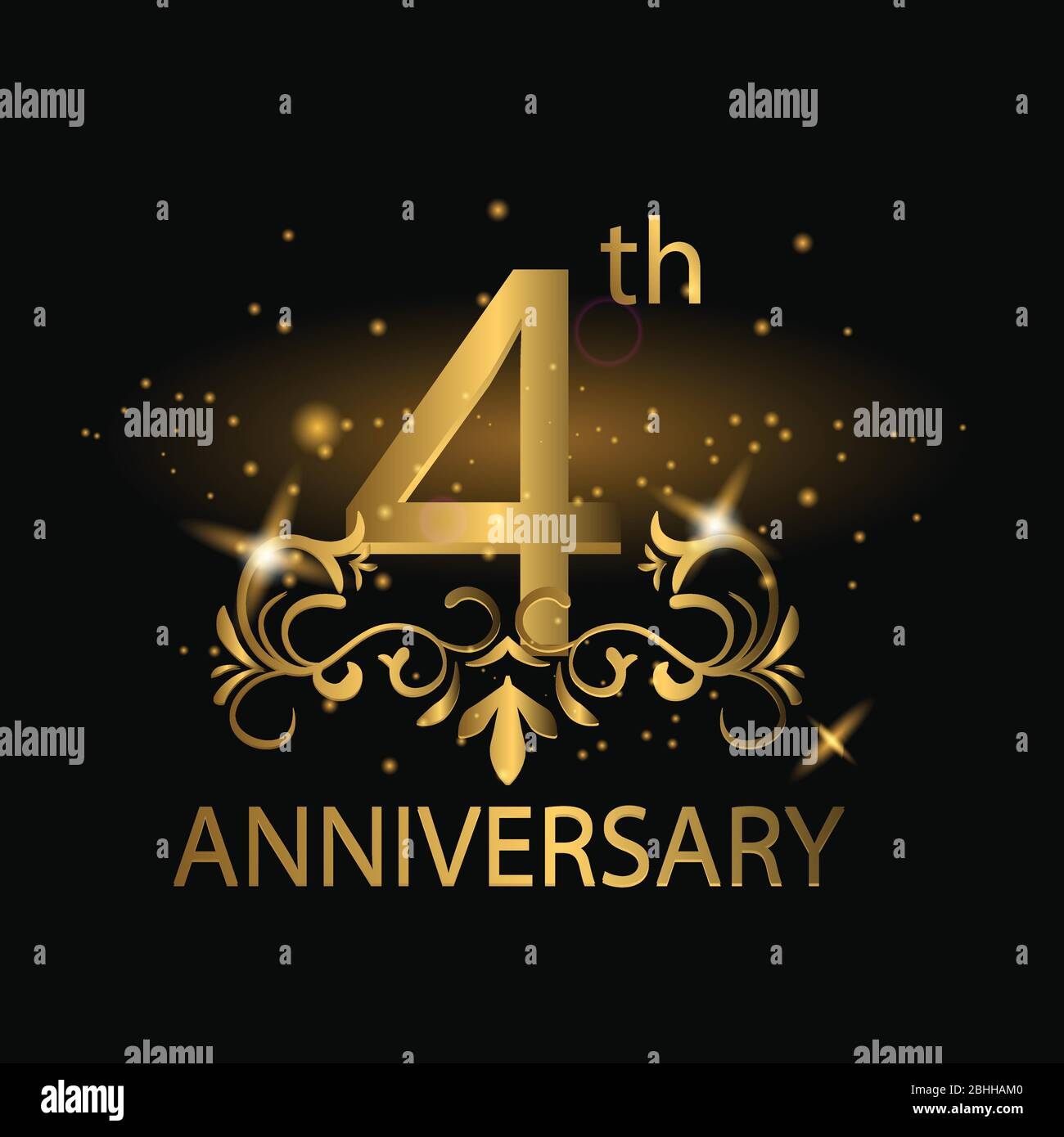4th years anniversary celebration. 4th anniversary logo with gold color ...
