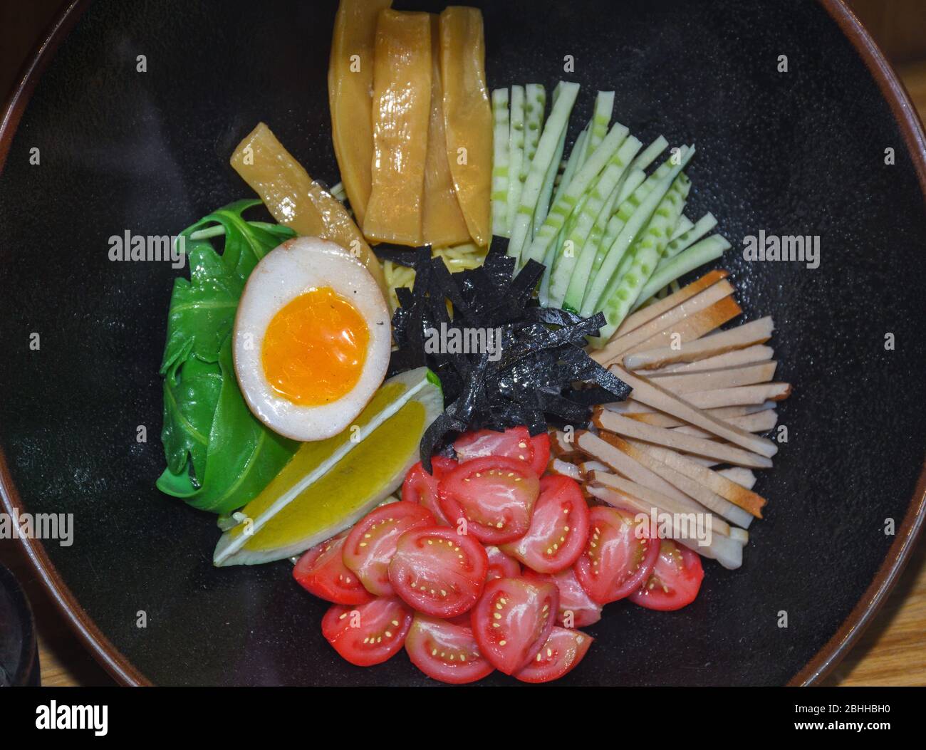 Fake japanese ramen soup bowls presentation at a restaurant menu ...