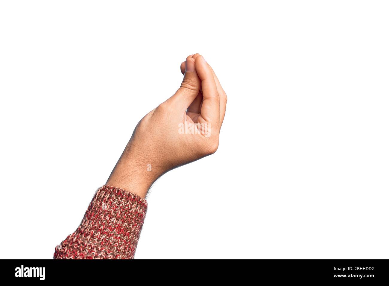 Hand of caucasian young man showing fingers over isolated white ...