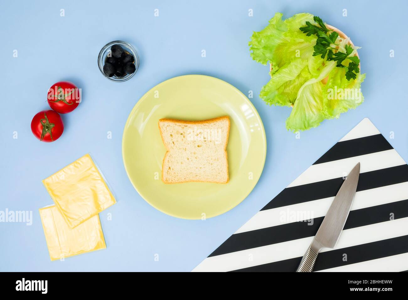 Fun food art for kids. Ladybug sandwich on blue background. How to make ...