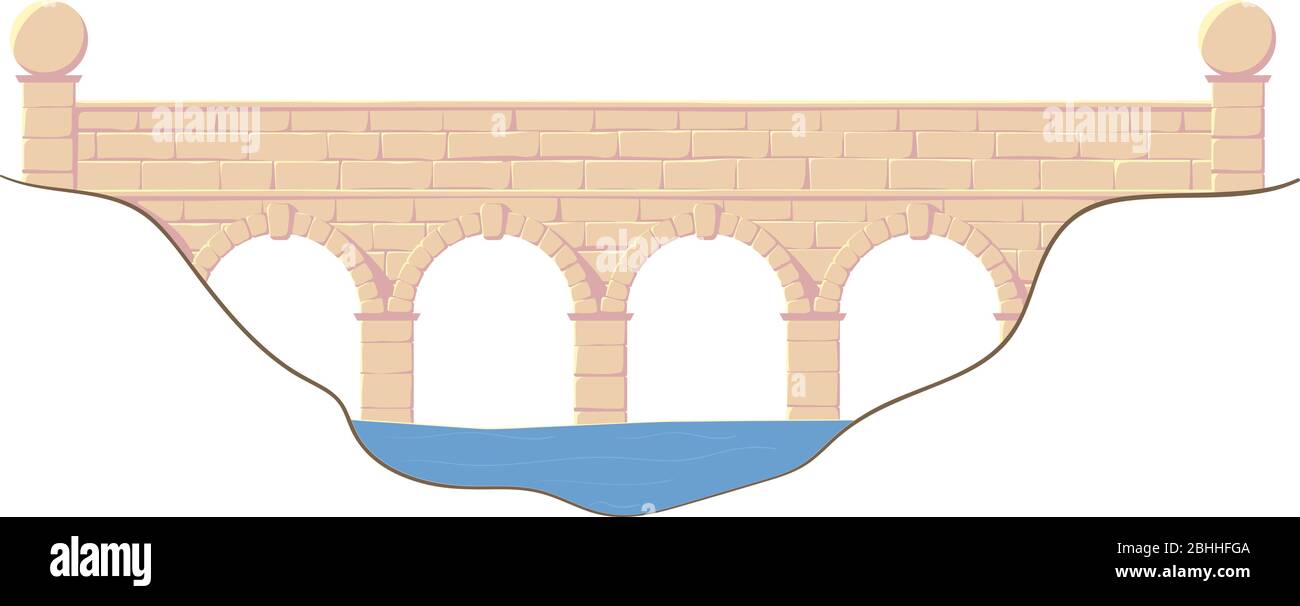 Arc stone bridge, river. Isolated vector illustration Stock Vector ...