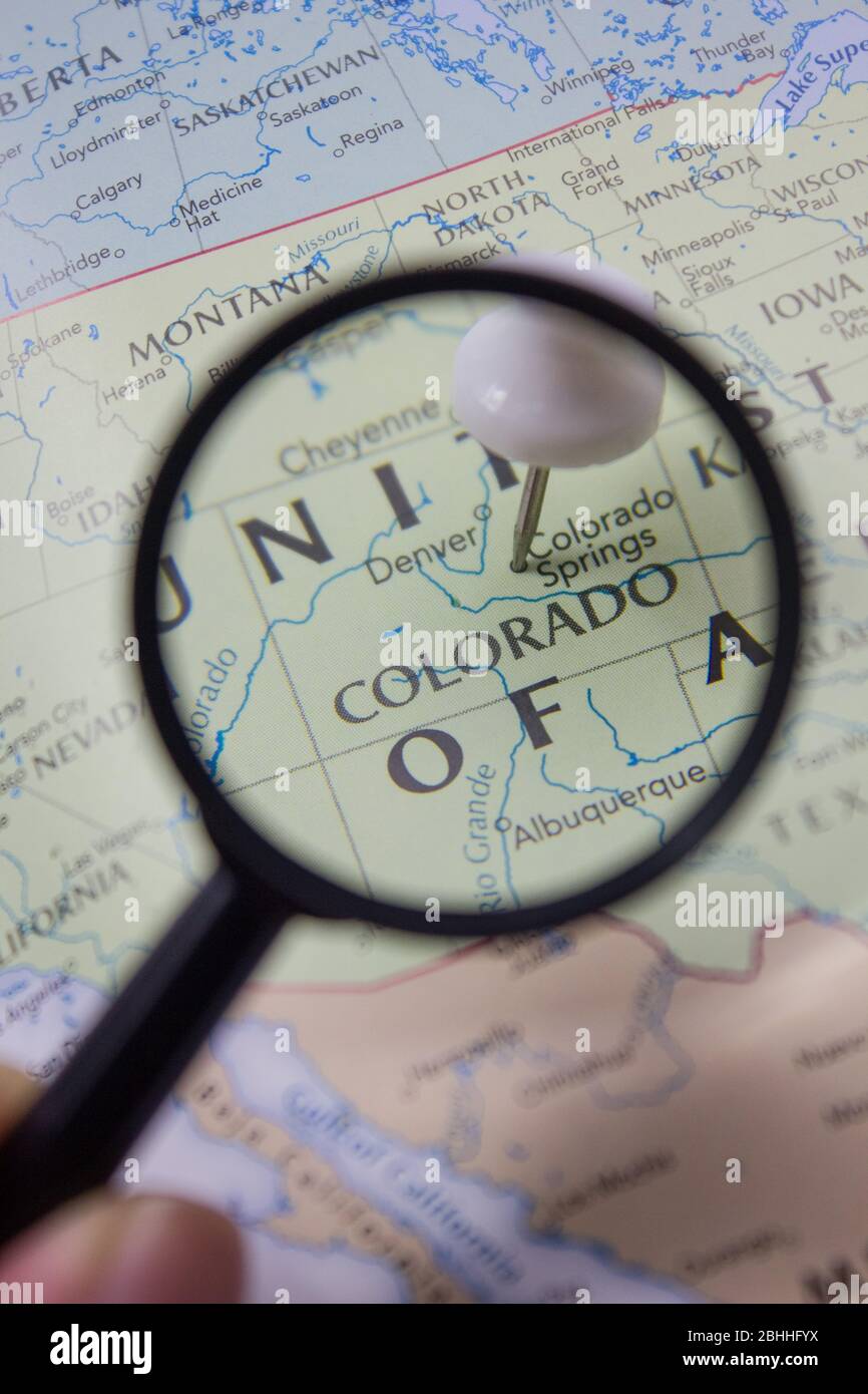 American state Colorado on the map of the world or atlas Stock Photo ...