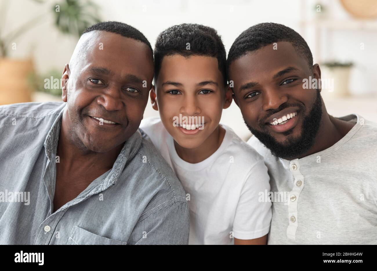 Male Family Members. Portrait Of Handsome African Grandfather, Father ...