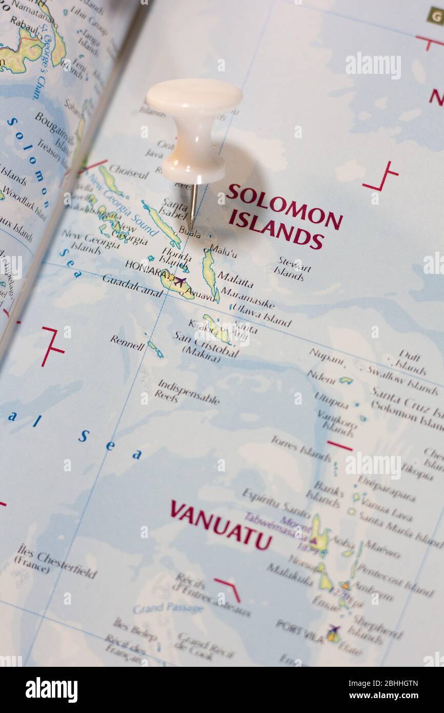 Solomon Islands on the map of the world or atlas Stock Photo - Alamy