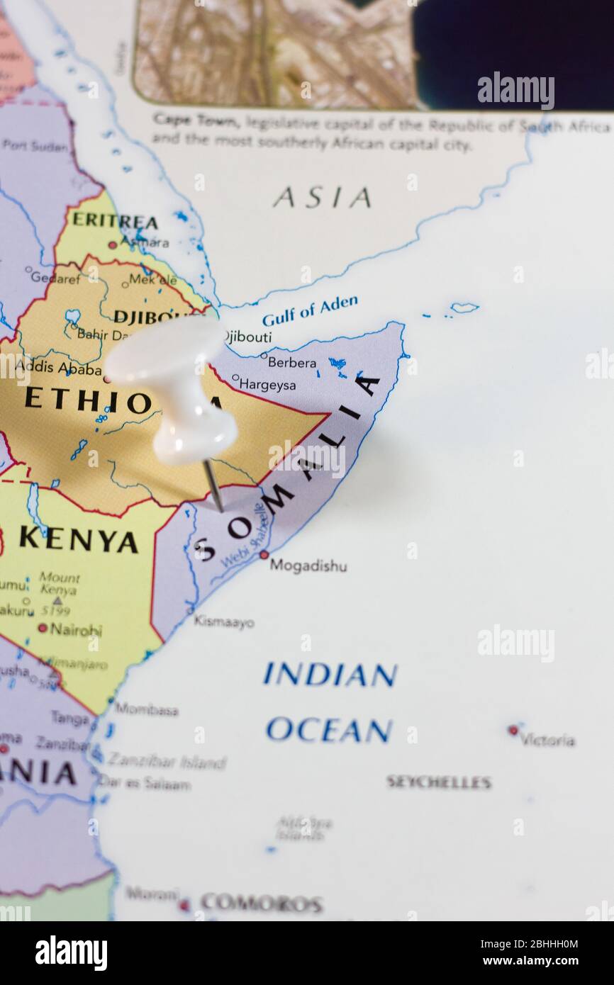 Somalia on the map of the world or atlas Stock Photo - Alamy