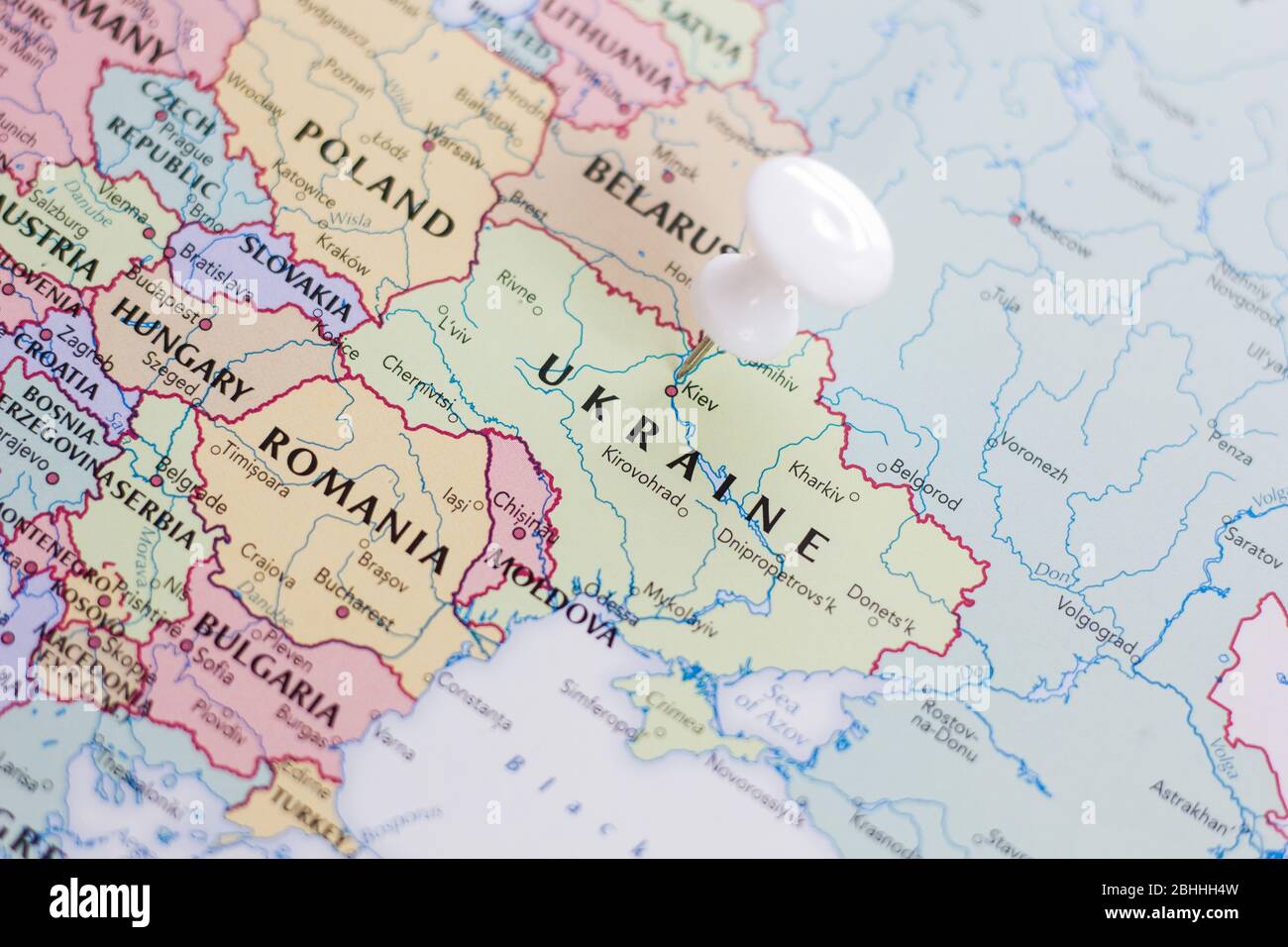 Ukraine on the map of the world or atlas Stock Photo - Alamy