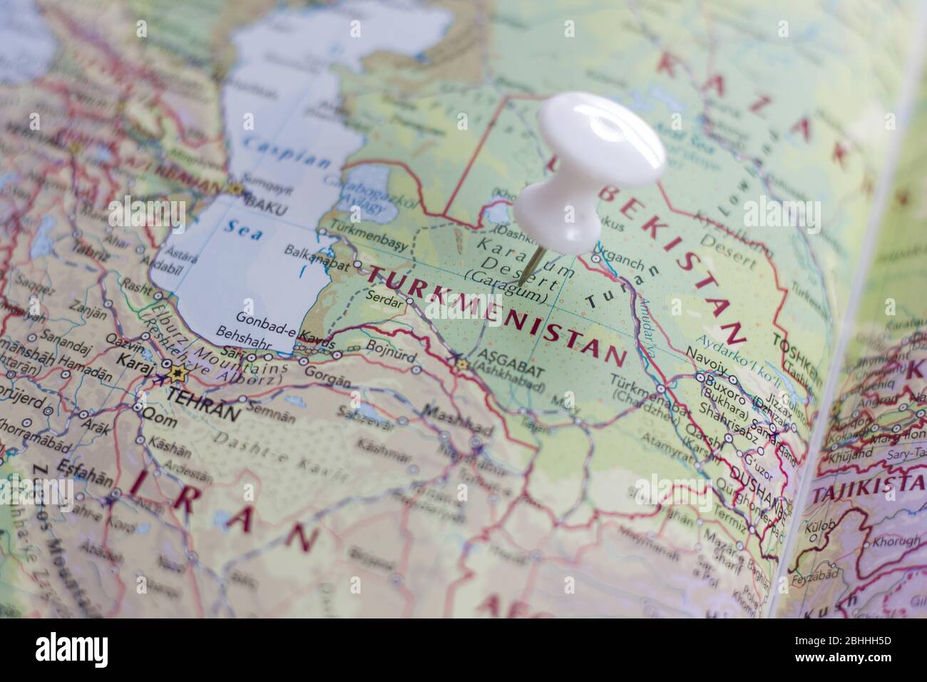 Turkmenistan on the map of the world or atlas Stock Photo - Alamy