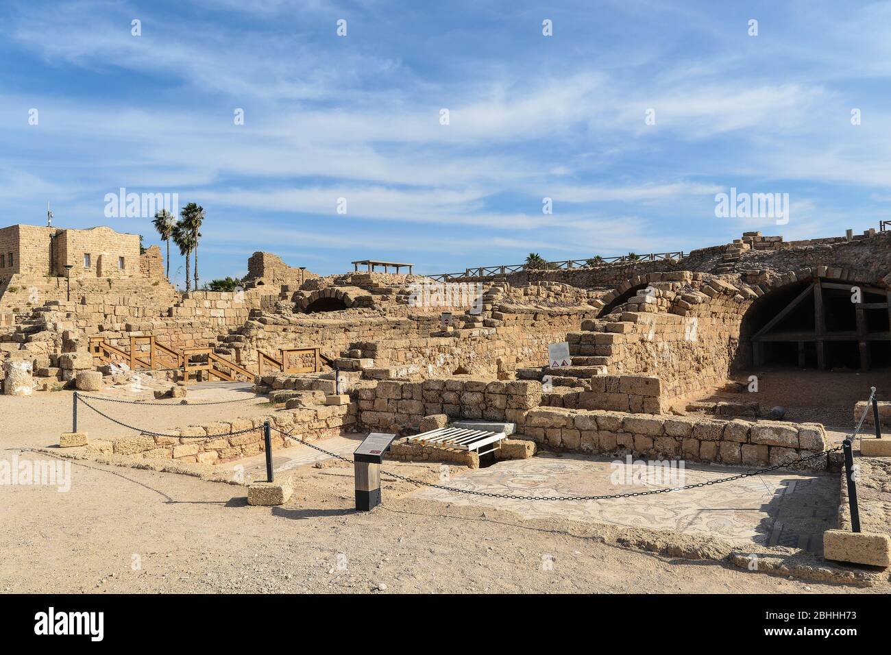 Ruins of ancient Caesarea. A historic city in Israel on the ...