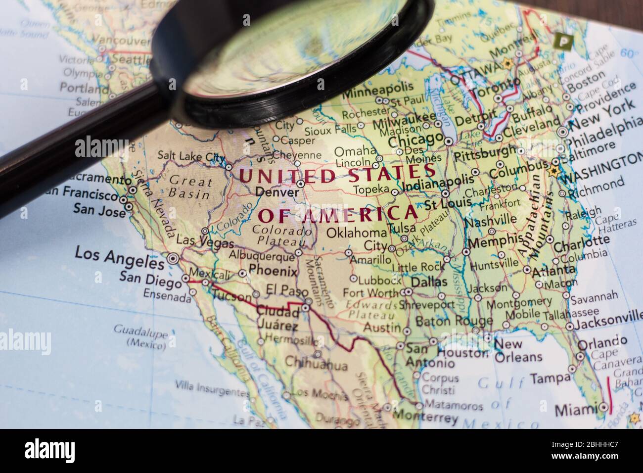 United States of America or USA on the map of the world or atlas Stock ...