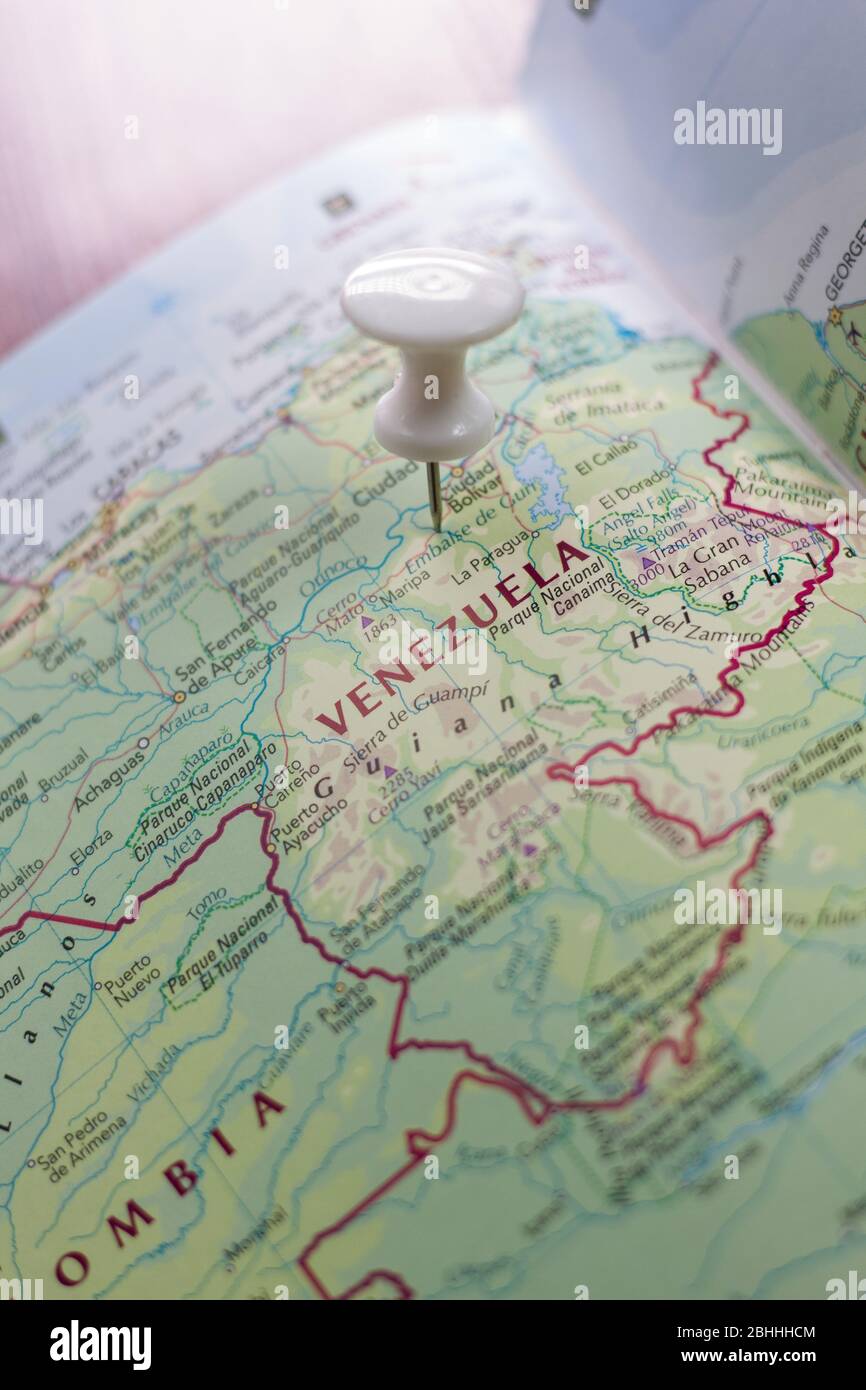 Venezuela on the map of the world or atlas Stock Photo - Alamy