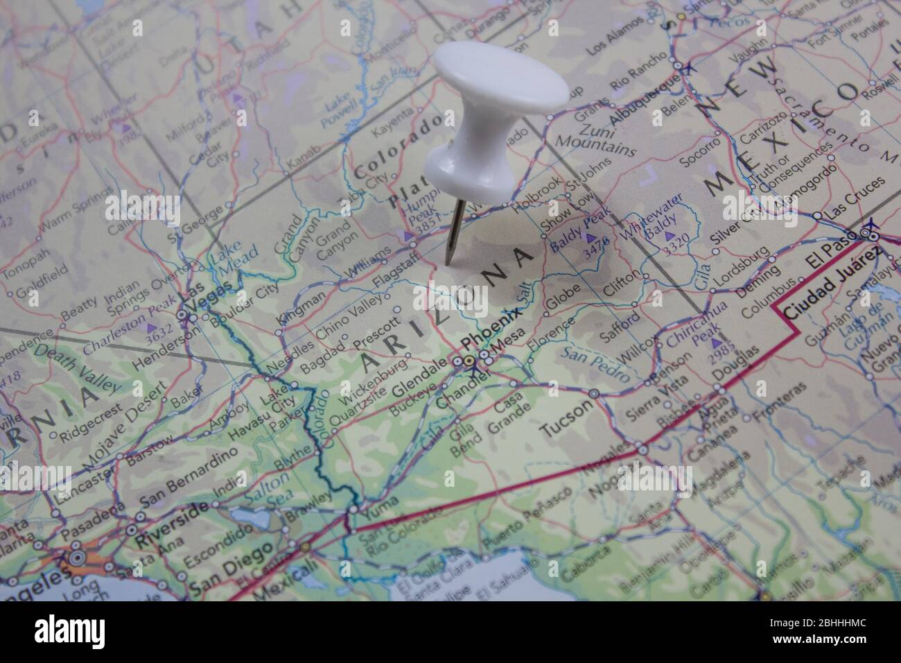 American state Arizona on the map of the world or atlas Stock Photo - Alamy