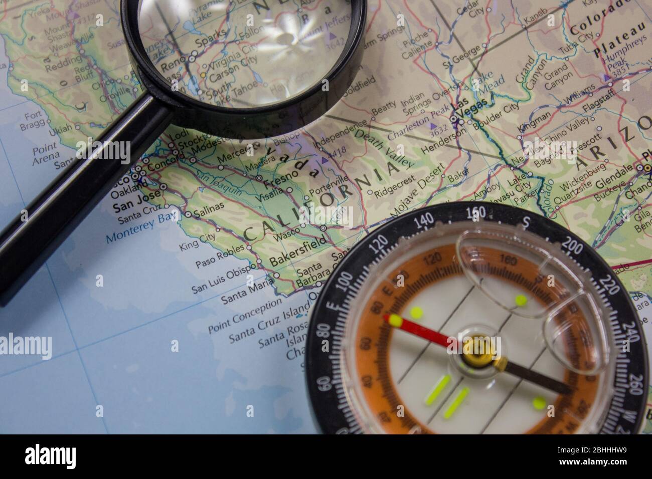 American state California on the map of the world or atlas Stock Photo ...