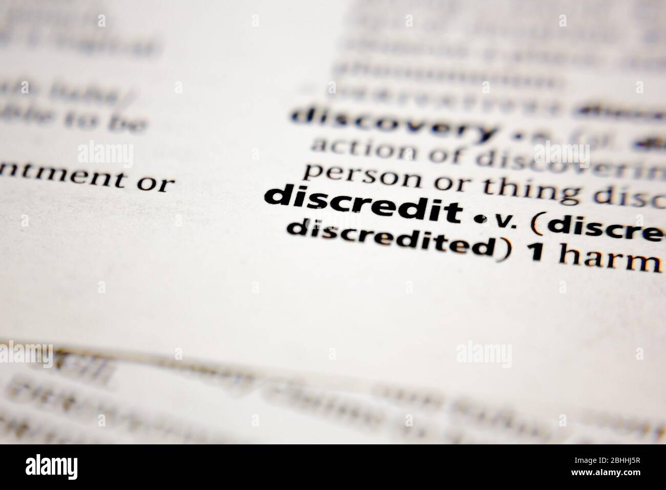 Word or phrase discredit in a dictionary Stock Photo - Alamy