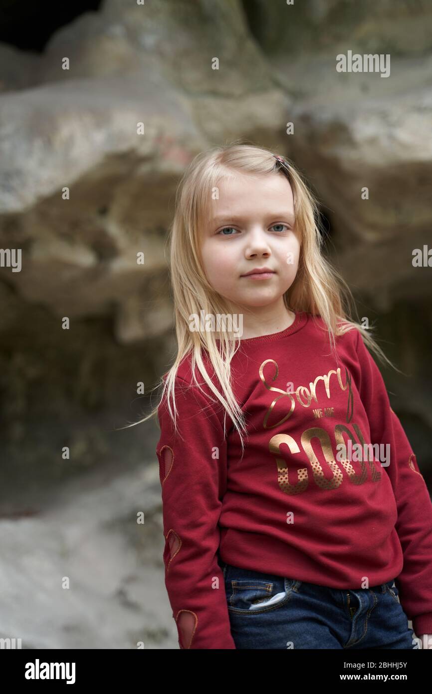 young girl with serious look Stock Photo - Alamy