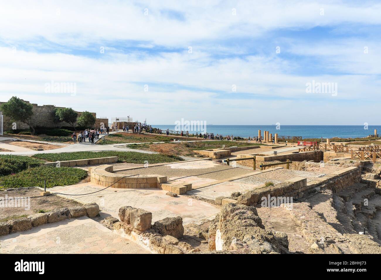 Ruins of ancient Caesarea. A historic city in Israel on the ...