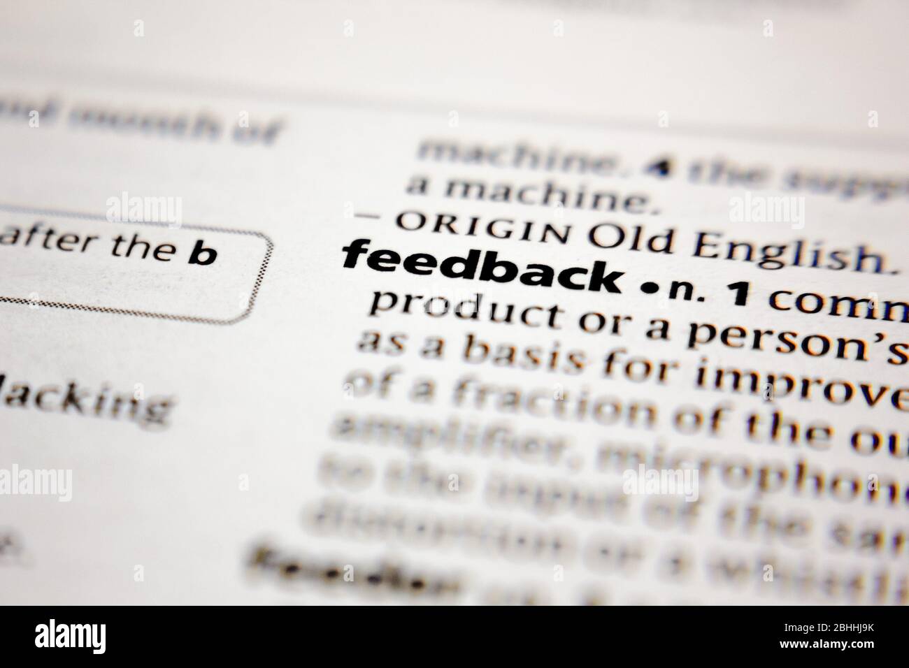 Word or phrase feedback in a dictionary Stock Photo - Alamy