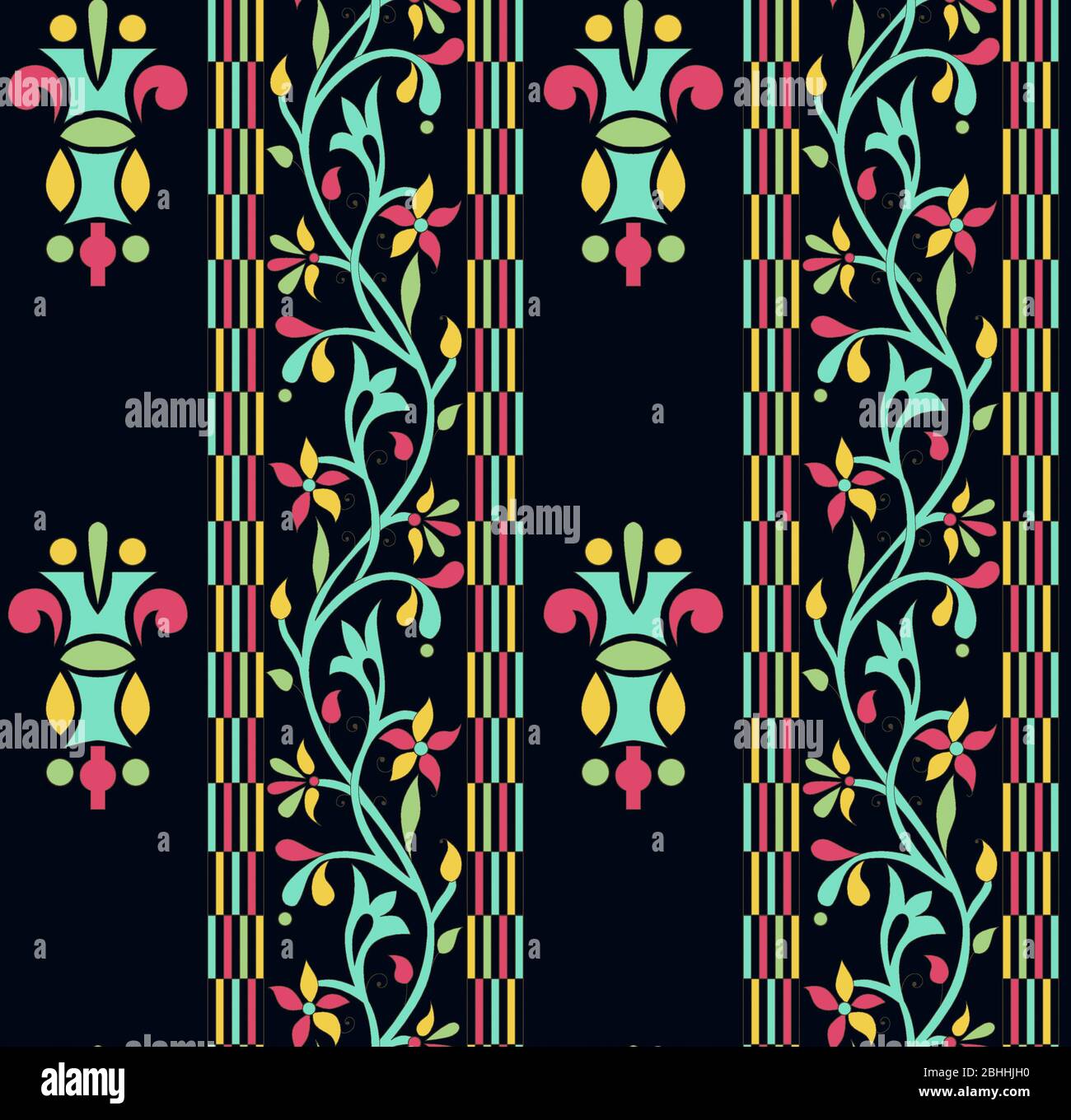 seamless colorful aztec floral border background Stock Photo - Alamy