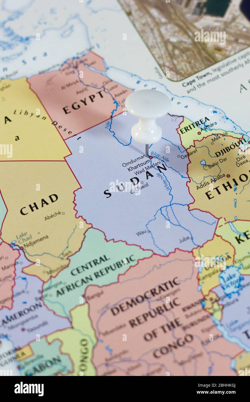 Sudan on the map of the world or atlas Stock Photo - Alamy