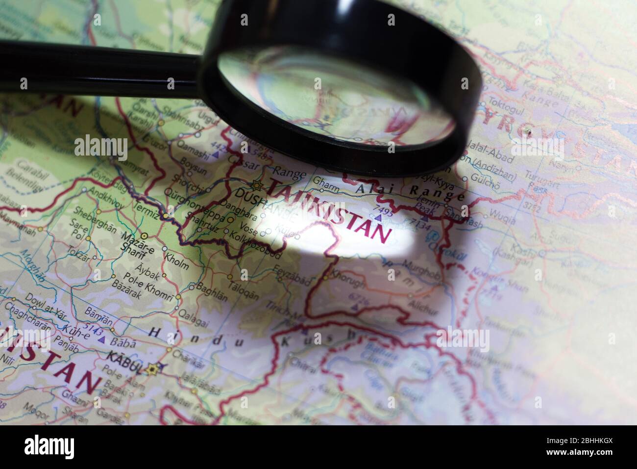 Tajikistan on the map of the world or atlas Stock Photo - Alamy