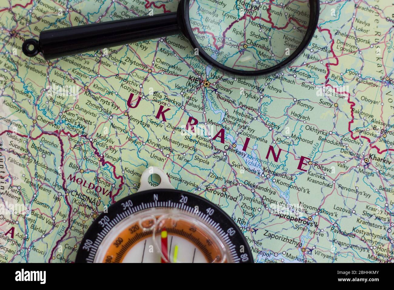 Ukraine on the map of the world or atlas Stock Photo - Alamy