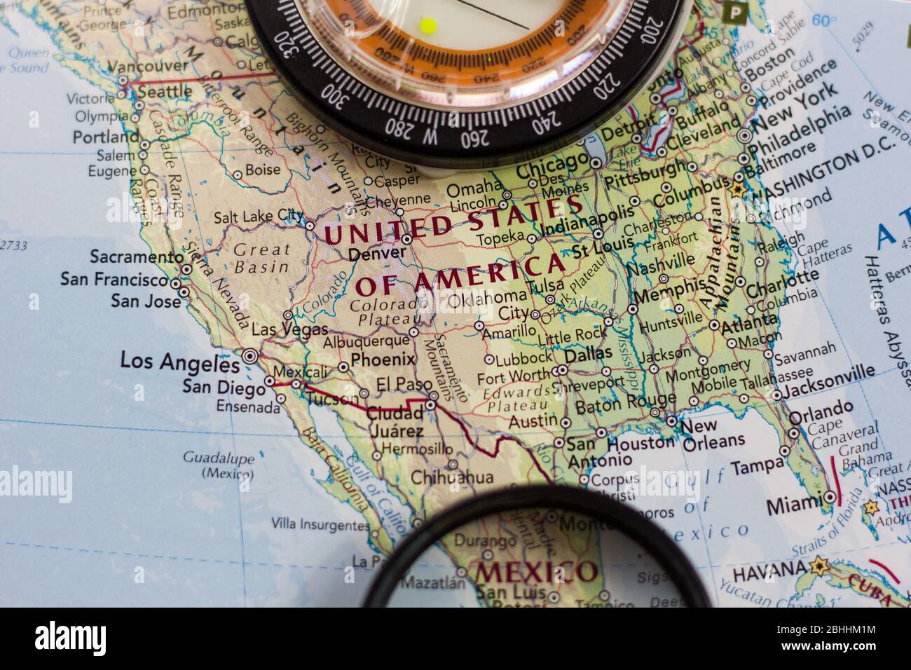 United States of America or USA on the map of the world or atlas Stock ...