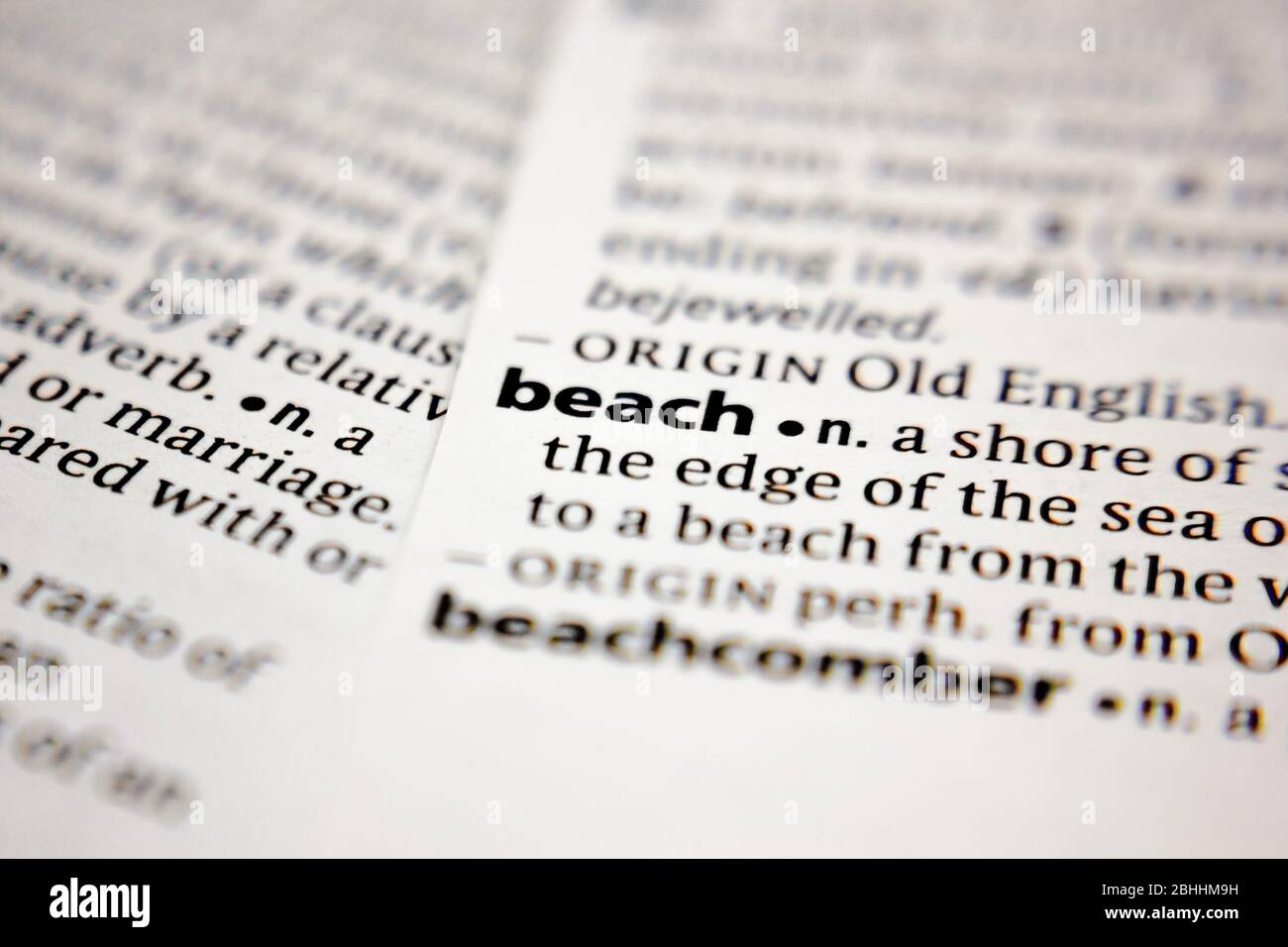 Word or phrase beach in a dictionary Stock Photo - Alamy