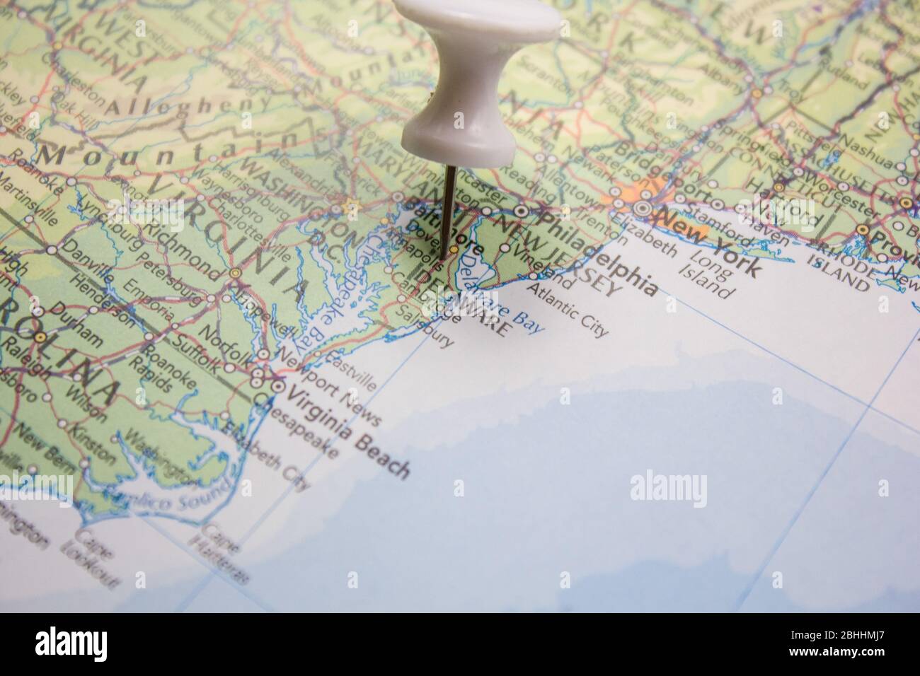 American state Delaware on the map of the world or atlas Stock Photo ...