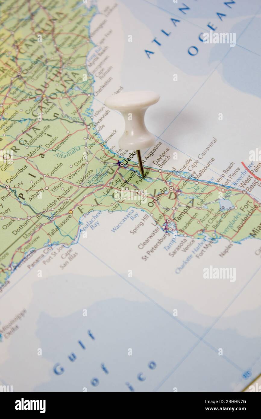 American state Florida on the map of the world or atlas Stock Photo - Alamy