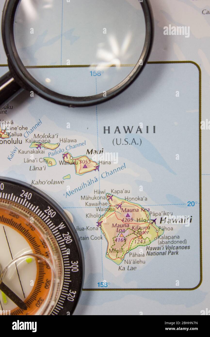 American state Hawaii on the map of the world or atlas Stock Photo - Alamy