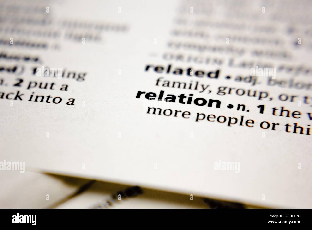 Word or phrase relation in a dictionary Stock Photo - Alamy