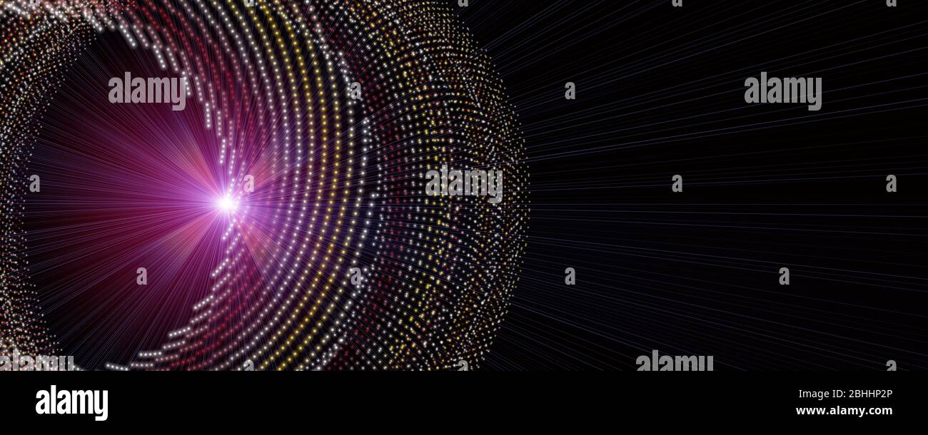 Futuristic particle stripe panorama background design illustration with ...