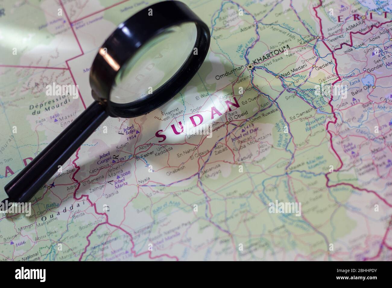Sudan on the map of the world or atlas Stock Photo - Alamy
