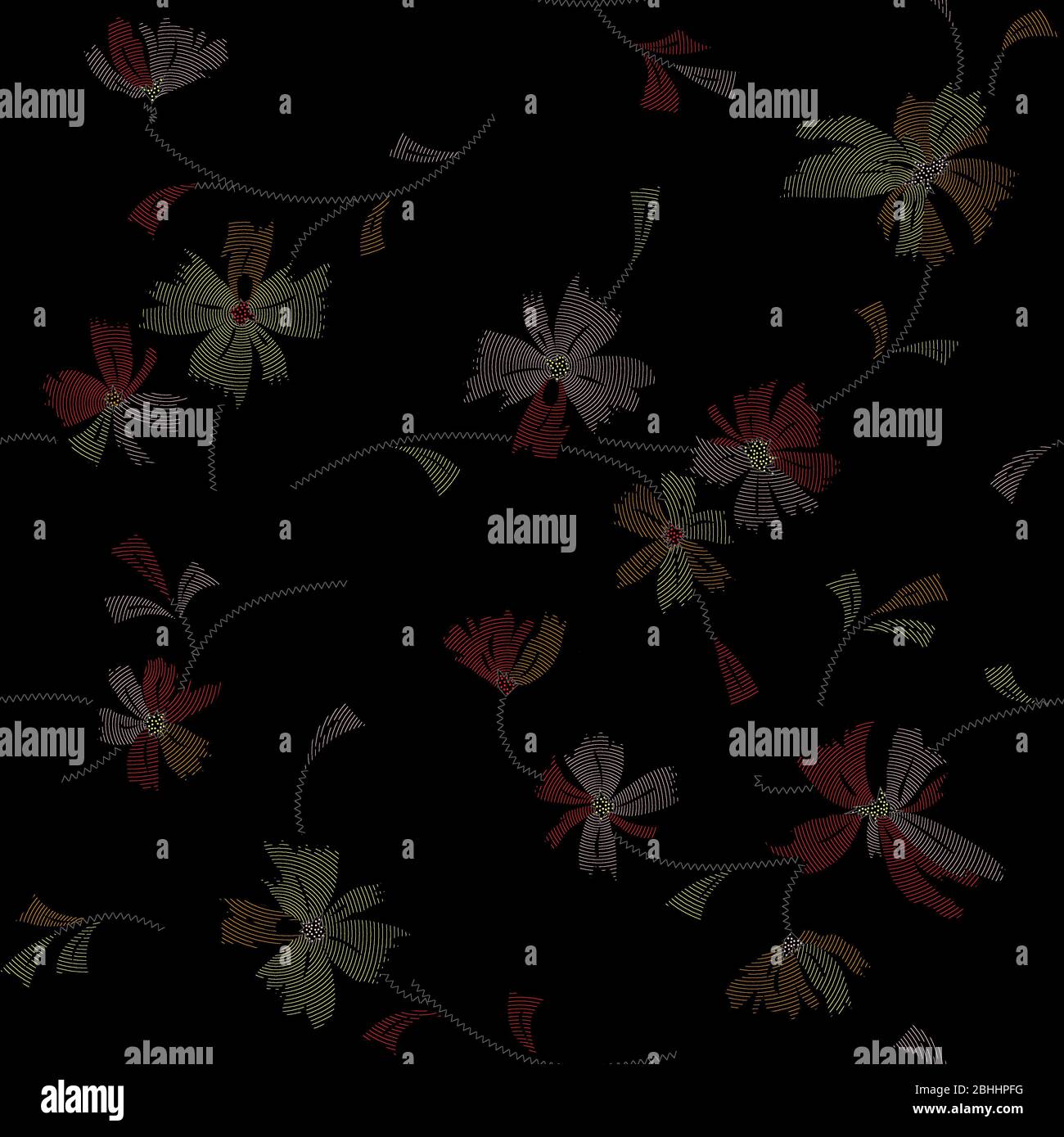seamless embroidery classical design with black background Stock Photo ...