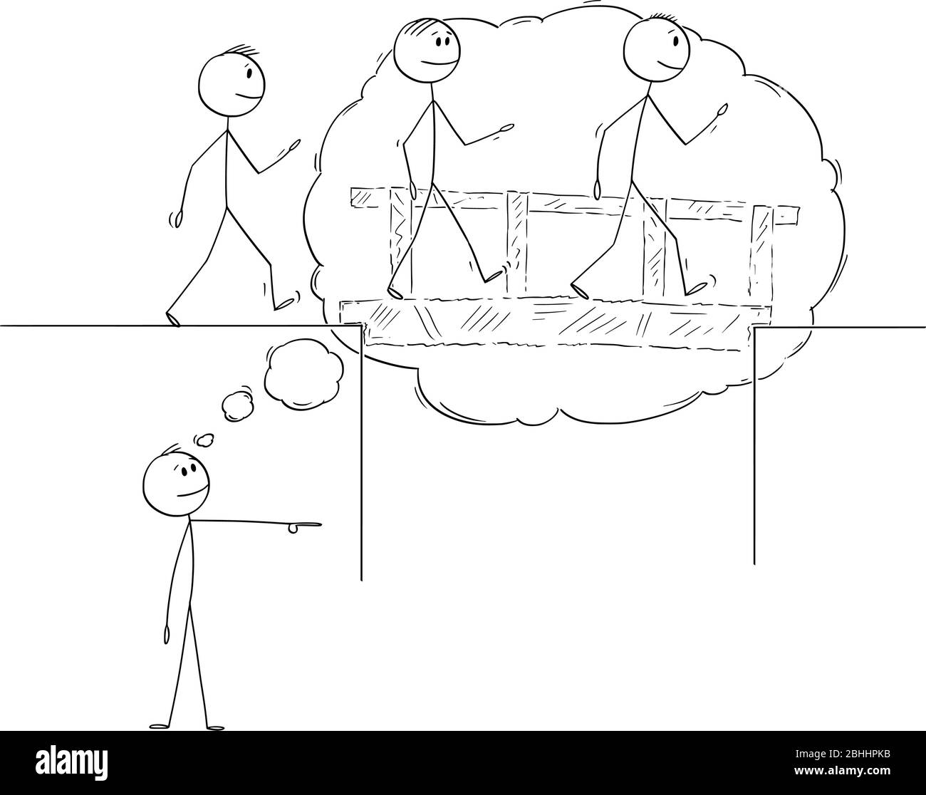 Vector cartoon stick figure drawing conceptual illustration of ...