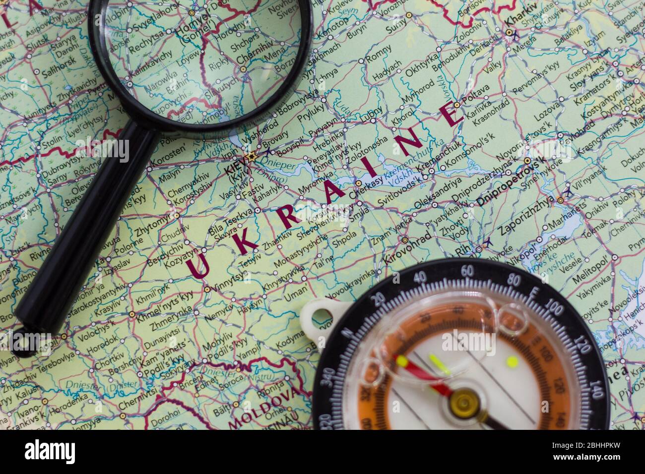 Ukraine on the map of the world or atlas Stock Photo - Alamy
