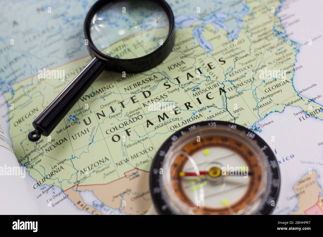 United States of America or USA on the map of the world or atlas Stock ...