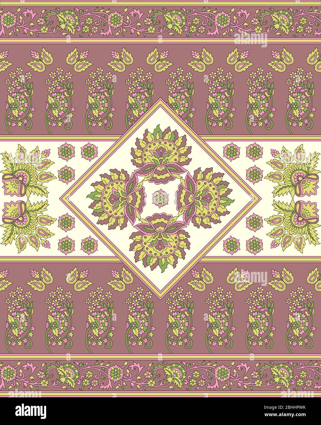 seamless floral geometric border design pattern Stock Photo - Alamy