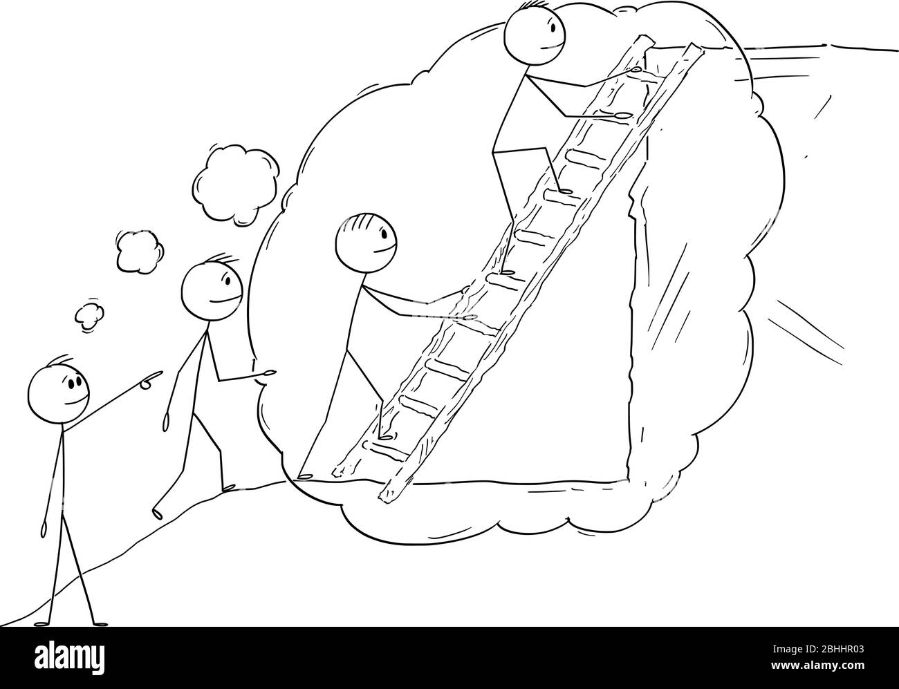 Vector cartoon stick figure drawing conceptual illustration of ...