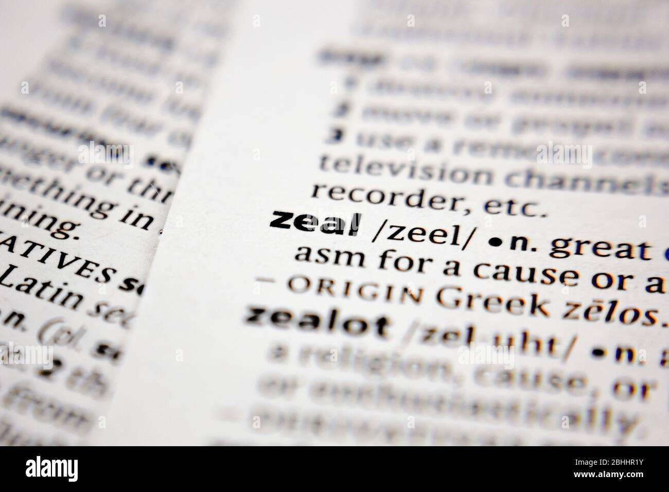 Word or phrase zeal in a dictionary Stock Photo - Alamy
