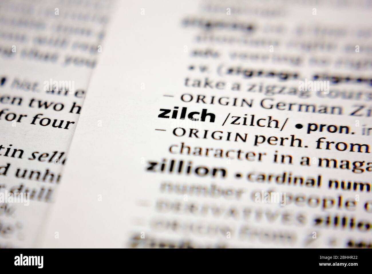 Word or phrase zilch in a dictionary Stock Photo - Alamy