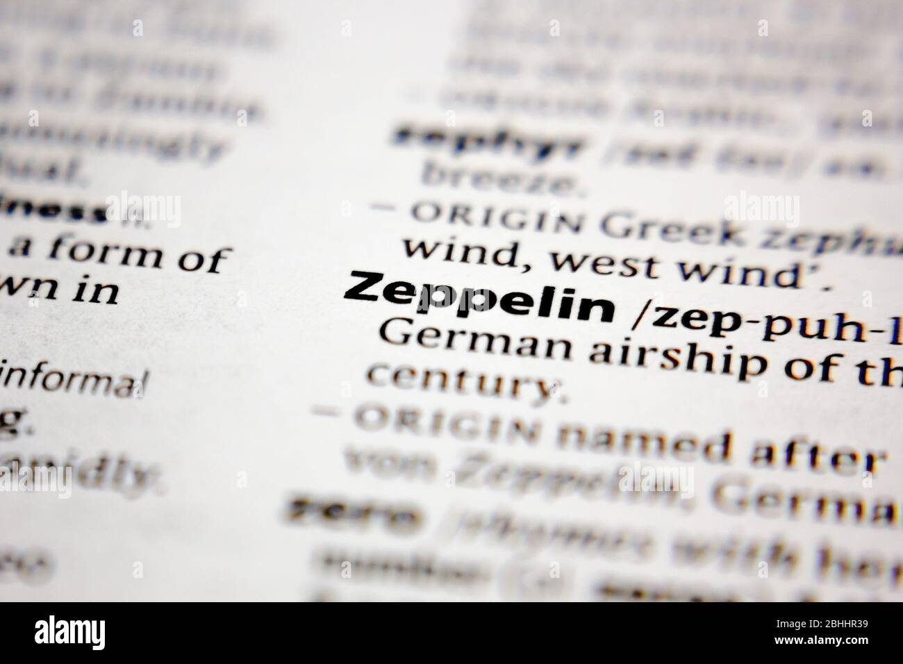 Word or phrase Zeppelin in a dictionary Stock Photo - Alamy