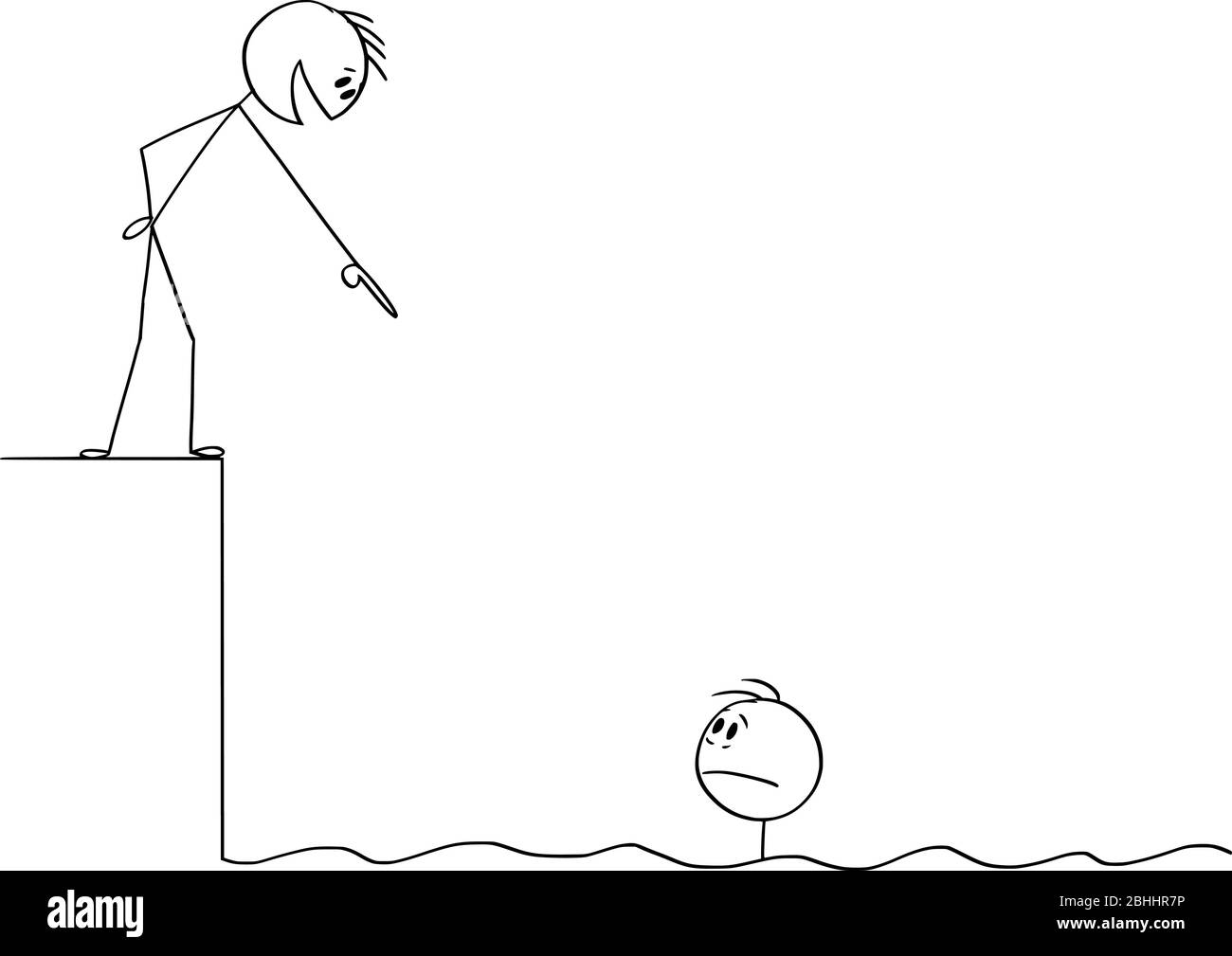 Vector cartoon stick figure drawing conceptual illustration of man or ...