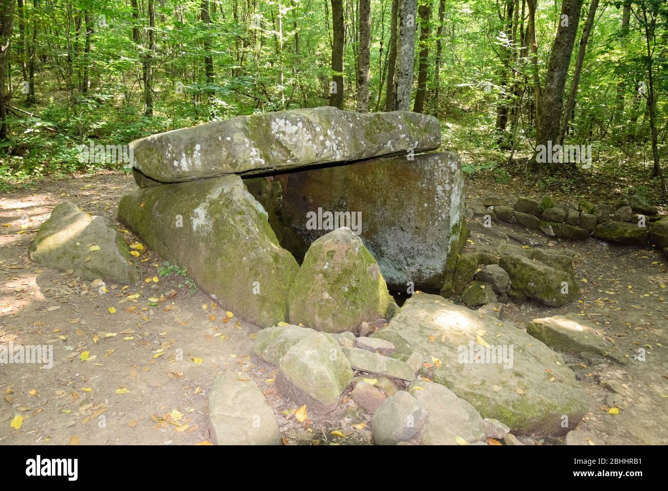 Dolmen in Shapsug. Forest in the city near the village of Shapsugskaya ...