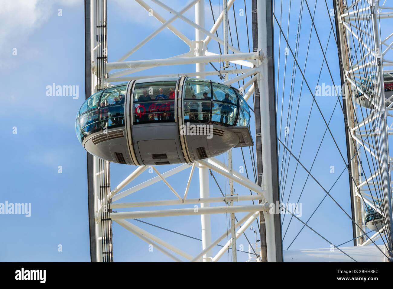 The Shell Centro, London Eye and the Thames river with blue sky in UK ...