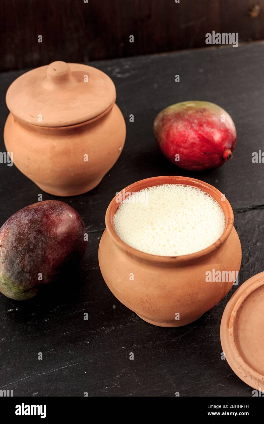 Fresh lassi in traditional indian clay pot Stock Photo - Alamy
