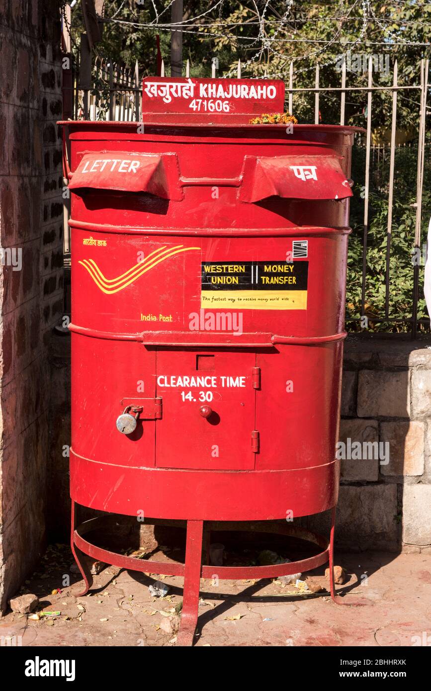 Khajuraho / India 25 February 2017 A Post Box of the Indian Postal ...