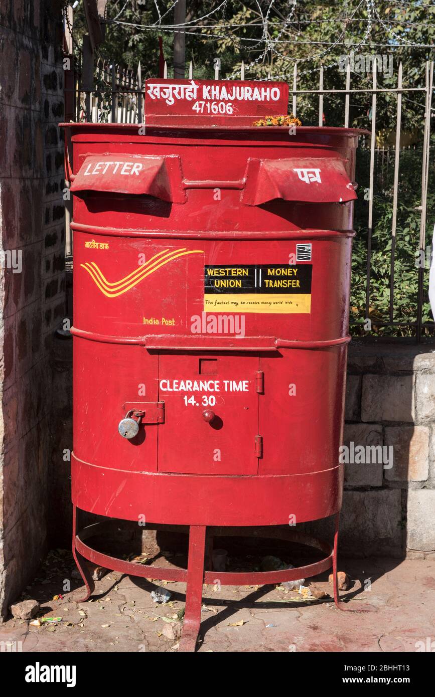 Khajuraho / India 25 February 2017 A Post Box of the Indian Postal ...