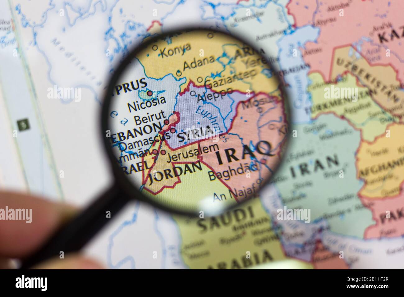 Syria on the map of the world or atlas Stock Photo - Alamy