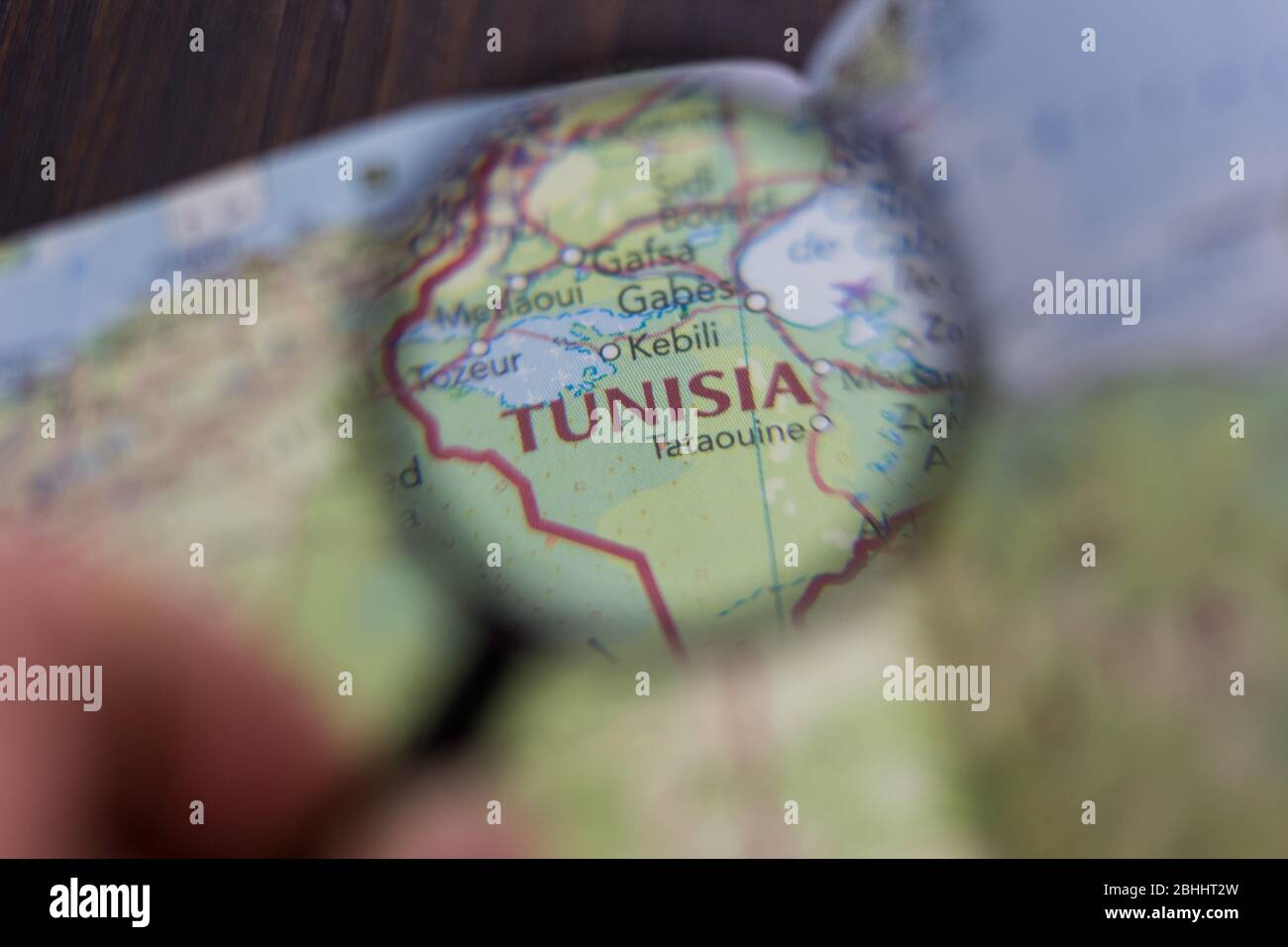 Tunisia on the map of the world or atlas Stock Photo - Alamy